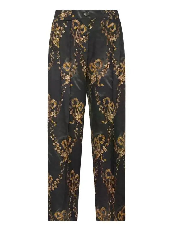 PIERRE-LOUIS MASCIA Beatex Floral-print High-waisted Trousers - Black