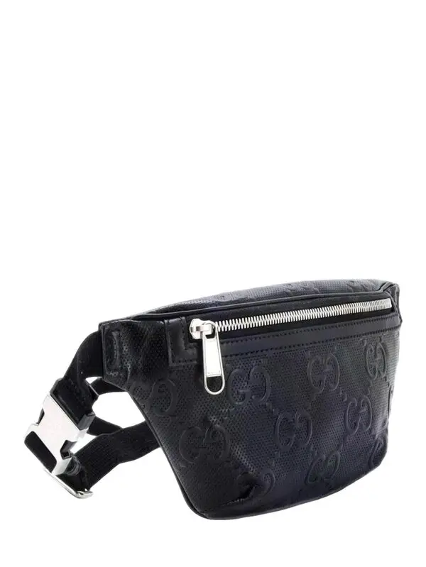 Gucci Gg Embossed Perforated Leather Small Belt Bag - Black
