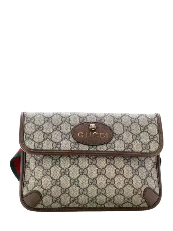 Gucci Neo Vintage Flap Gg Coated Canvas Belt Bag - Brown
