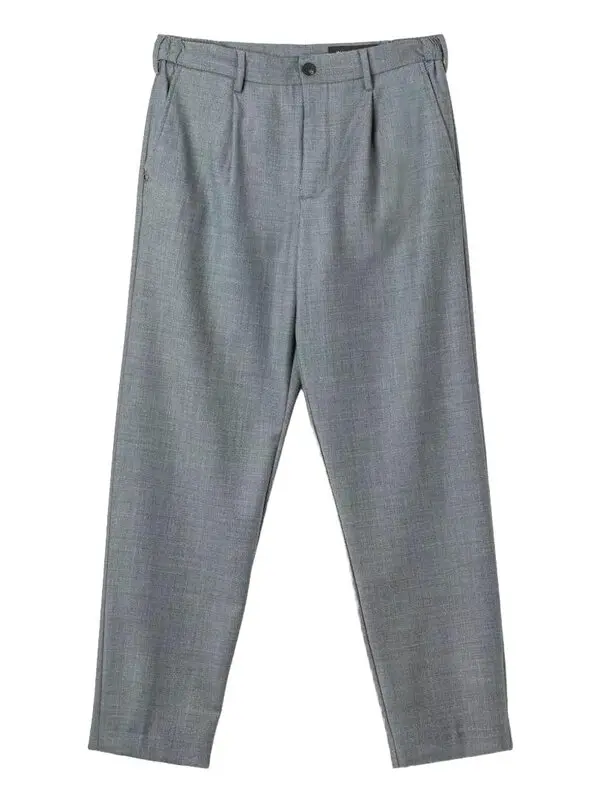 WHITE SAND Luke Pleated Tapered Trousers - Grey