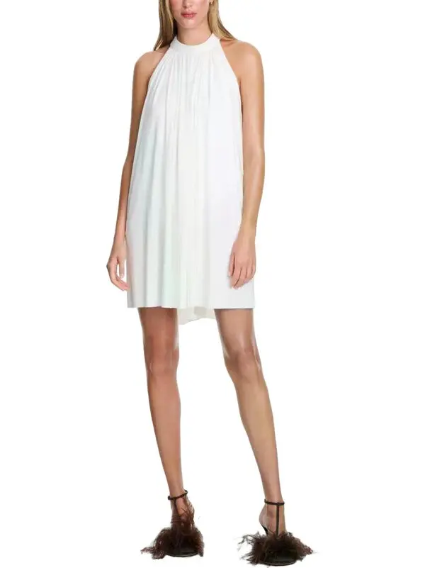 AXEL 113 Thea Knotted-back Halterneck Shift Mini Dress - White
