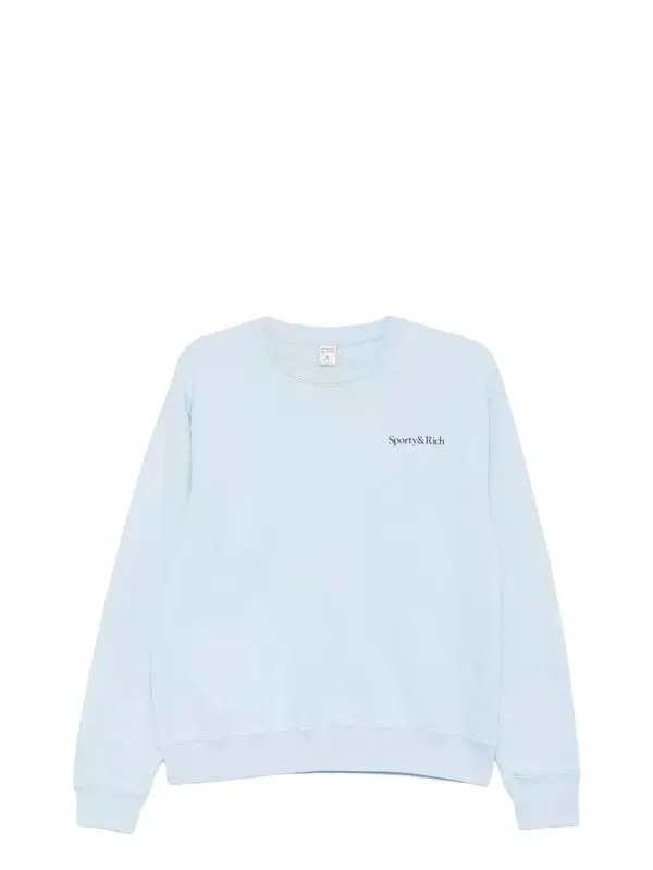 SPORTY & RICH Slogan-print Crew-neck Sweatshirt - Blue