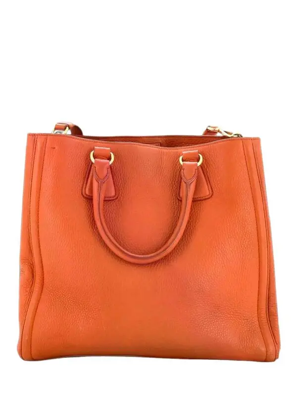 Prada Convertible Shopper Vitello Daino Large Tote Bag - Orange
