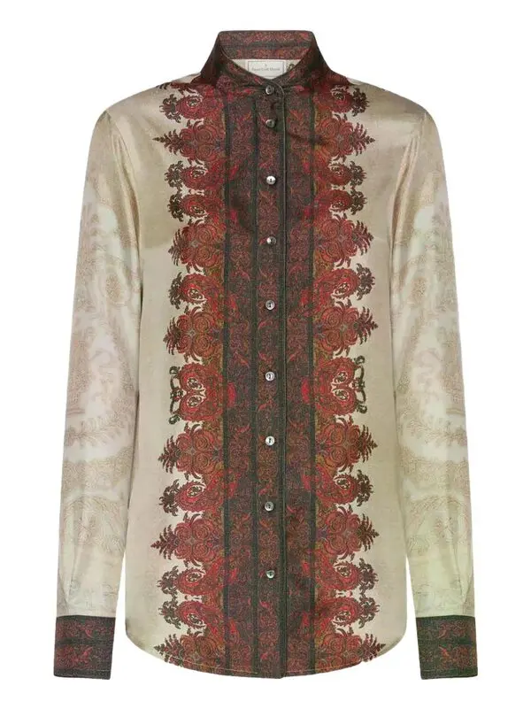 PIERRE-LOUIS MASCIA Paisley-print Silk Shirt - Neutrals