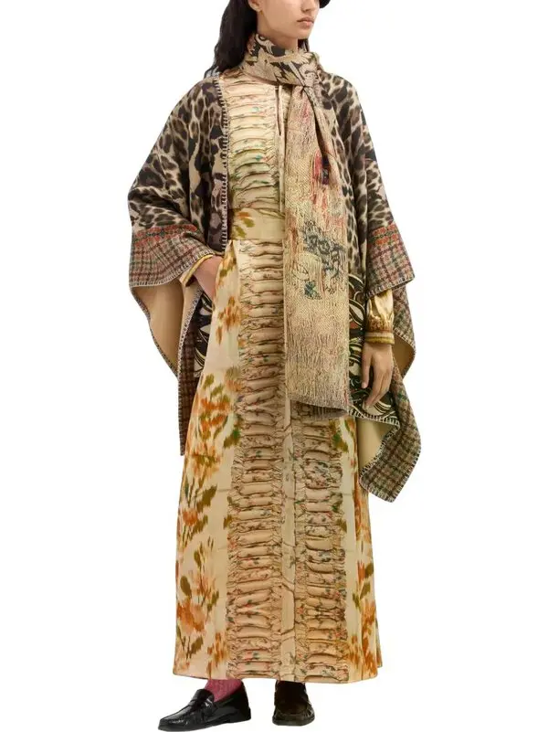PIERRE-LOUIS MASCIA Silk Ikat Print Maxi Dress - Neutrals