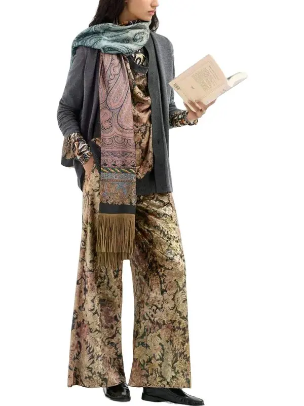 PIERRE-LOUIS MASCIA Ranada Floral-motif Trousers - Neutrals