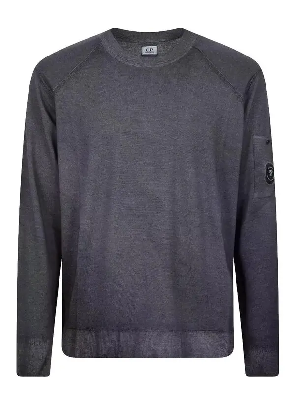 C.P. COMPANY Lens-detail Raglan-sleeve Sweater - Grey