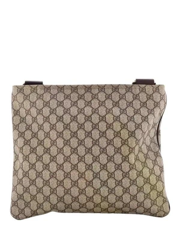 Gucci Zip Top Messenger Bag Gg Coated Canvas Large Crossbody Bag - Brown