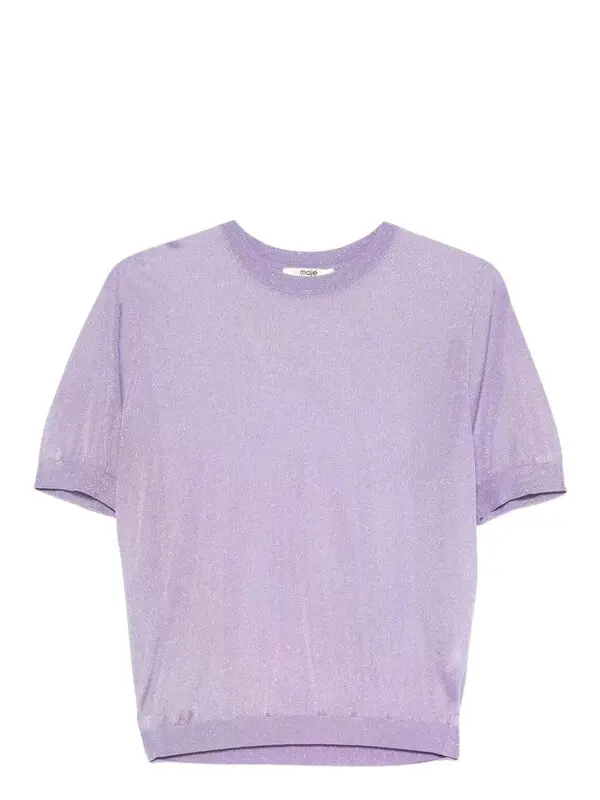 Maje Short-sleeve Metallic-thread T-shirt - Purple