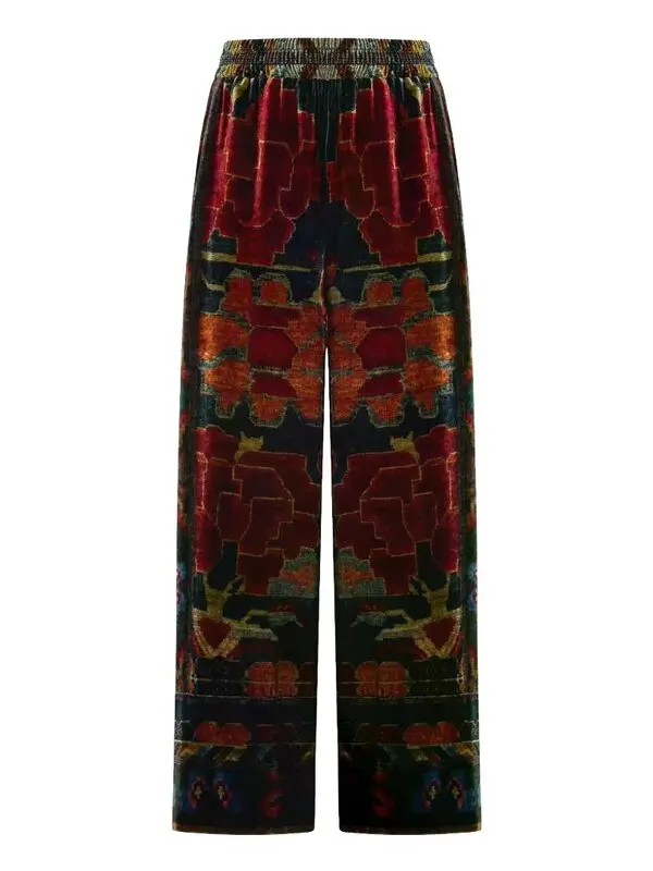 PIERRE-LOUIS MASCIA Abstract-print Palazzo Pants - Black