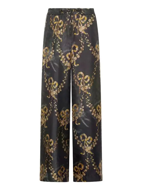PIERRE-LOUIS MASCIA Floral-print Silk Palazzo Pants - Black