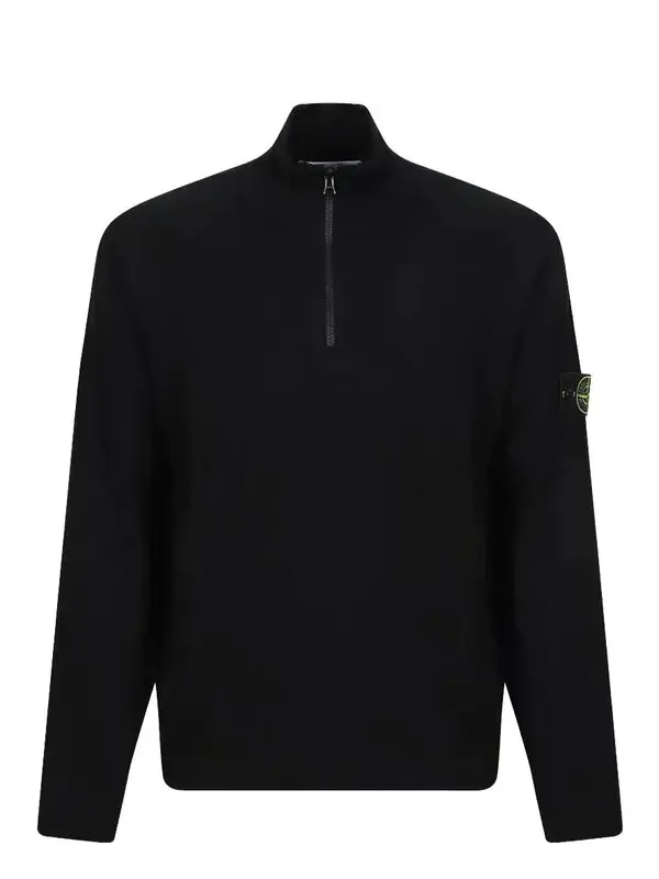 Stone Island Compass-patch Half-zip Sweater - Black