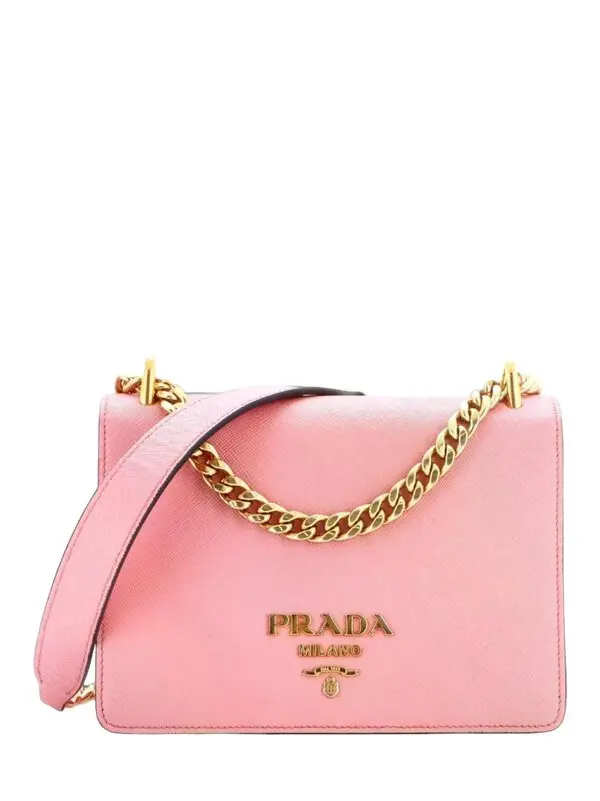 Prada Chain Flap Bag Saffiano Leather Small Crossbody Bag - Pink