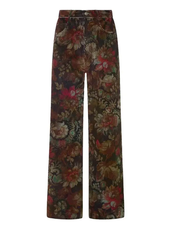 PIERRE-LOUIS MASCIA Floral Print Straight-leg Trousers - Brown