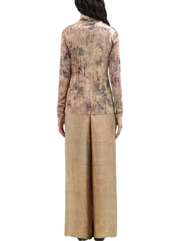 PIERRE-LOUIS MASCIA Printed Turtleneck Top - Neutrals
