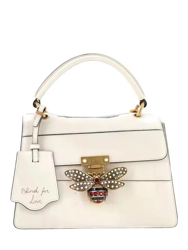 Gucci Queen Margaret Top Handle Bag Leather Satchel - White
