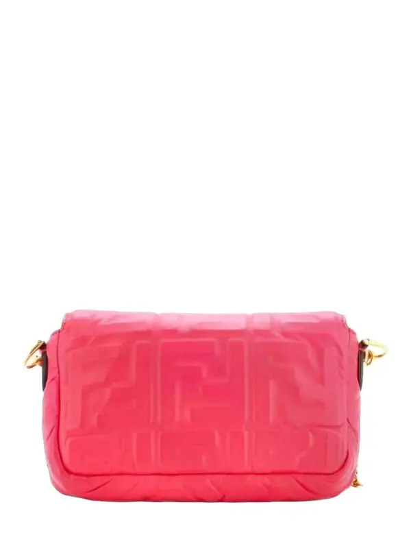 Fendi Baguette Nm Bag Zucca Embossed Leather Mini Crossbody Bag - Pink