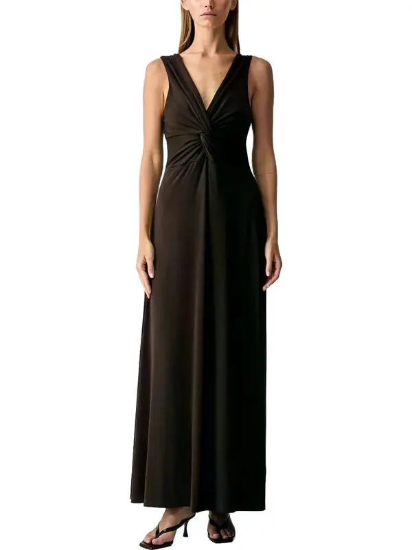VICOLO Twist-detail Side-slit Dress - Brown
