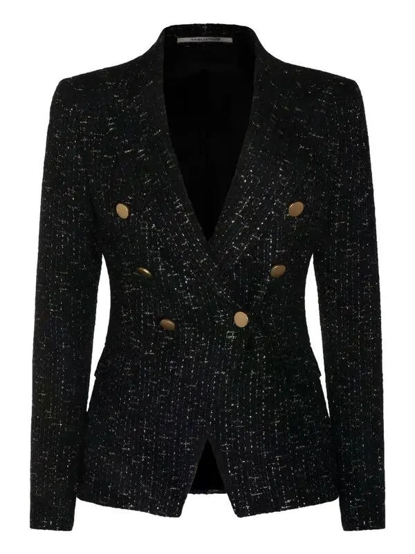 Tagliatore Double-breasted Tweed Blazer - Black