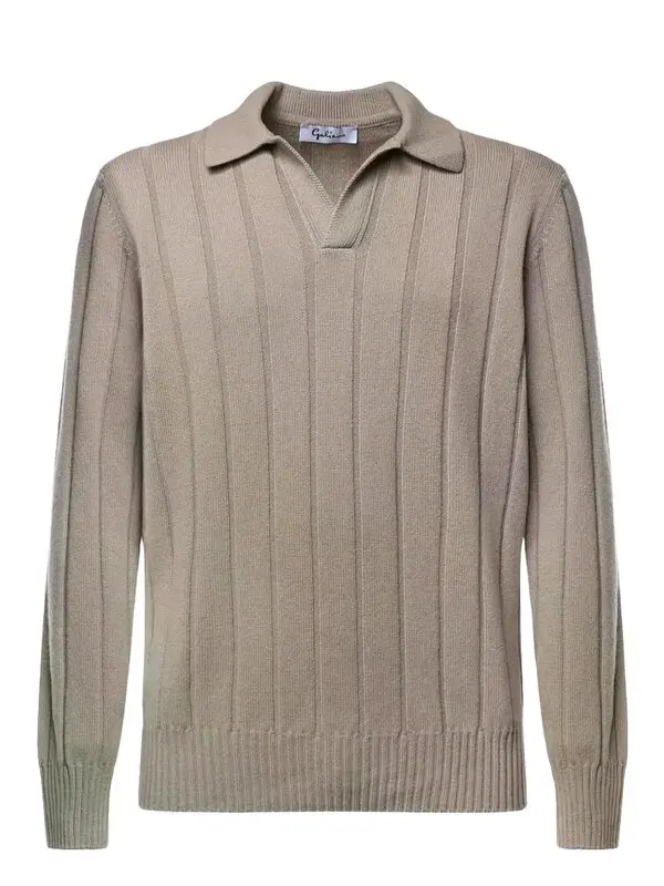 GALIANO Ribbed Fine-knit Top - Brown