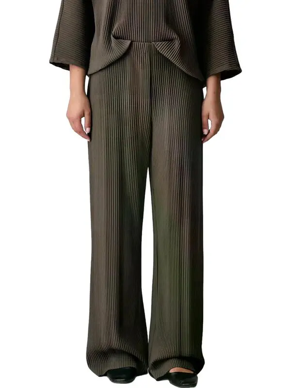 Joseph Ribkoff Plissé-effect Wide-leg Trousers - Grey