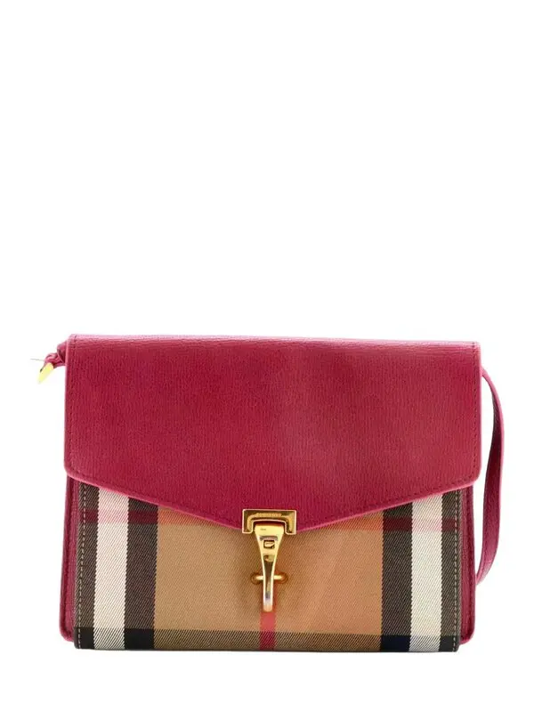 Burberry Macken Leather And House Check Canvas Small Crossbody Bag - Brown