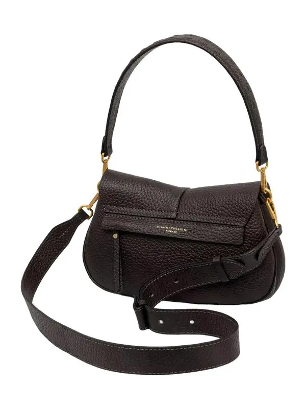 GIANNI CHIARINI Medium Helena Round Pebbled Leather Shoulder Bag - Brown