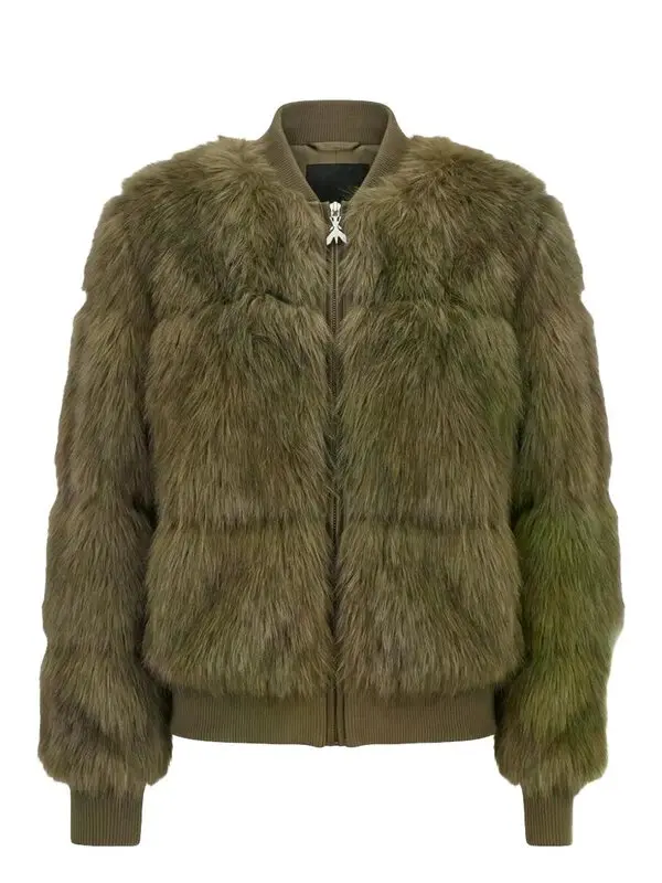 Patrizia Pepe Faux-fur Ribbed-trim Jacket - Green