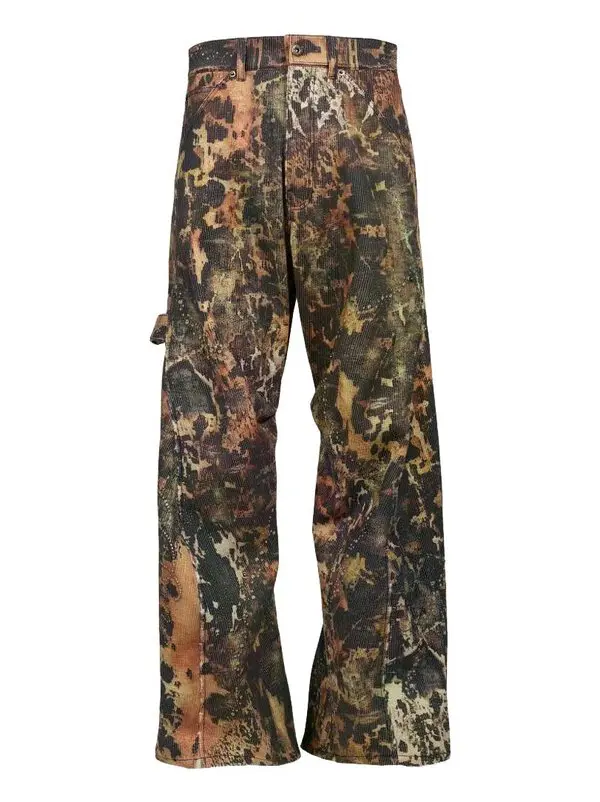 We11Done Abstract-print Corduroy Trousers - Black