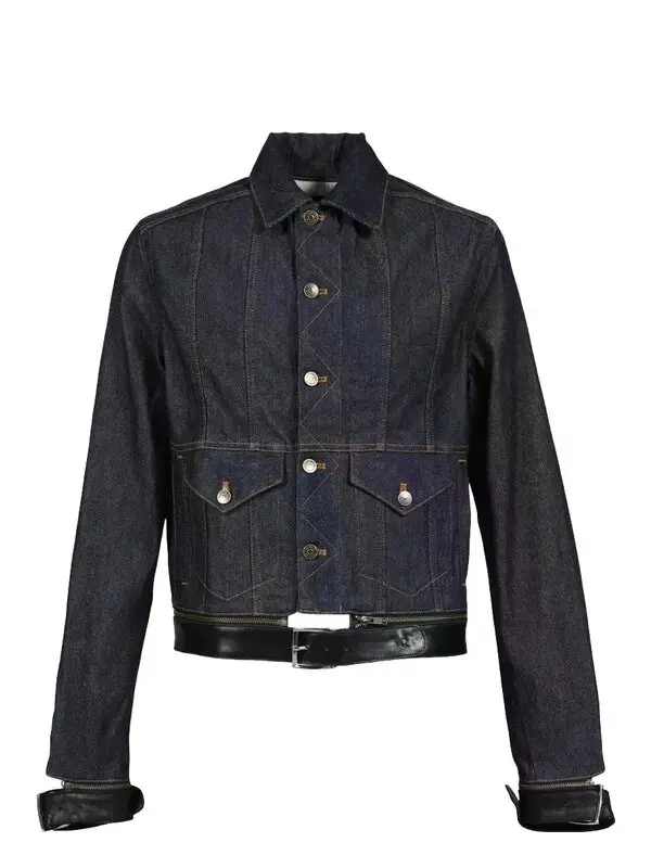 EGONLAB Leather-strap Denim Jacket - Blue