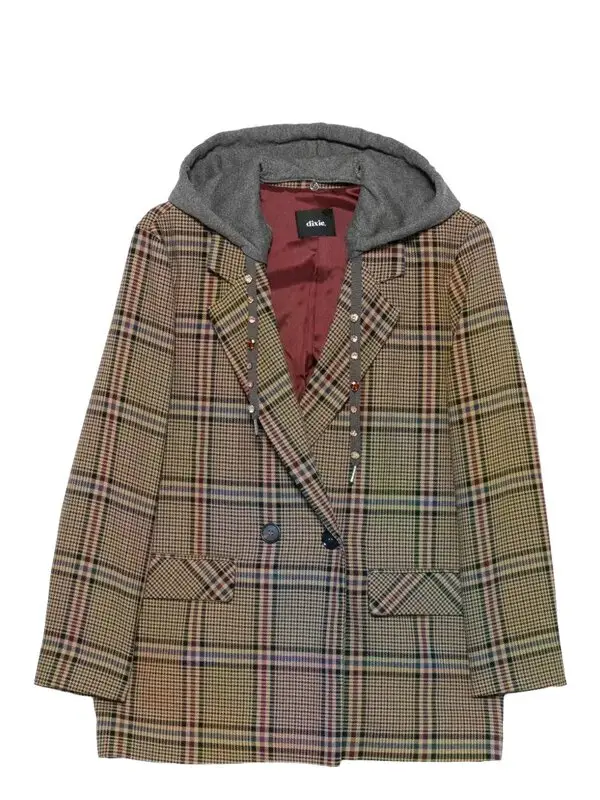 Dixie Check Double-breasted Jacket - Brown