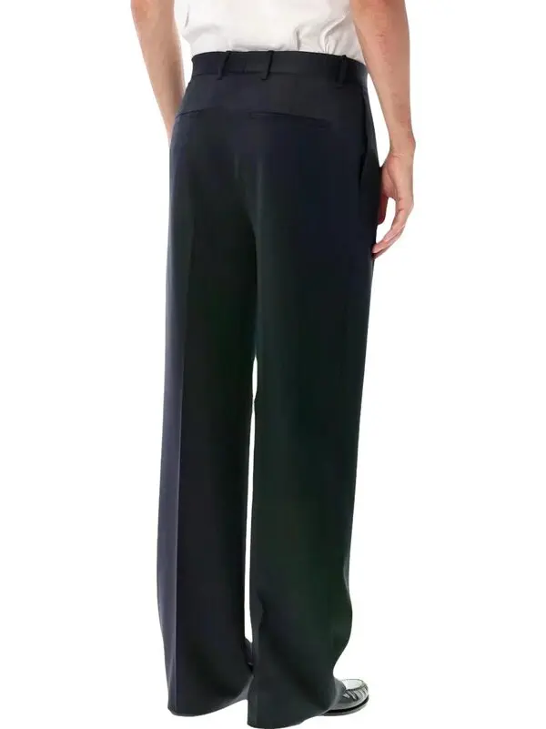 LARDINI Pleated Straight-leg Trousers - Blue