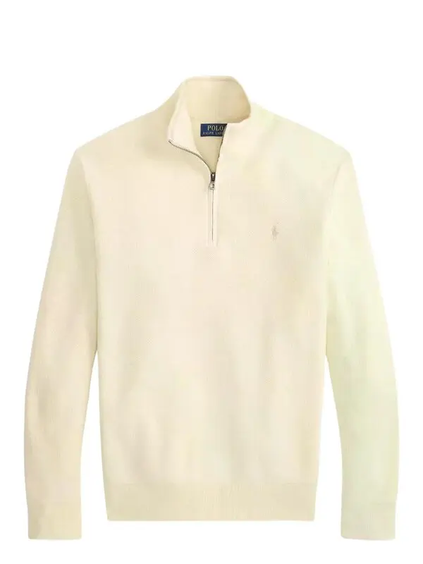 Polo Ralph Lauren Mesh-knit Quarter-zip Sweater - Neutrals