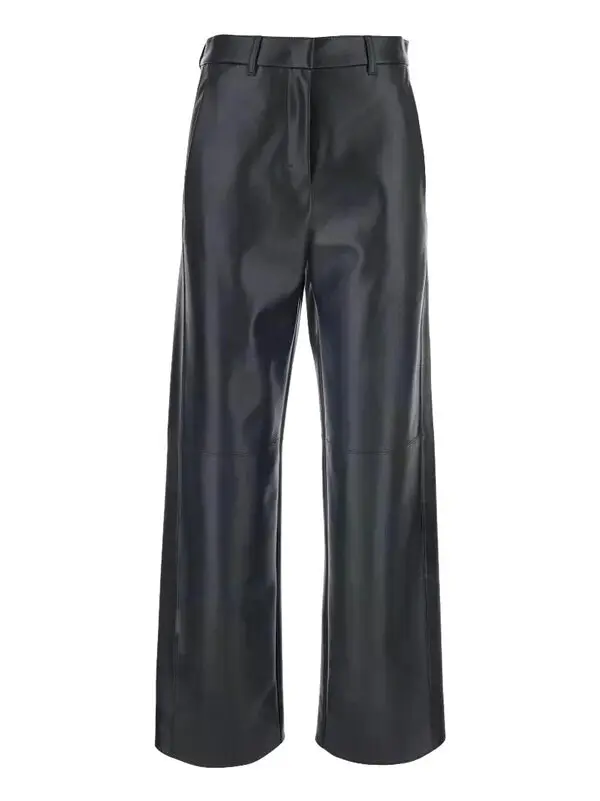 Max Mara Faux-leather Straight-leg Trousers - Blue