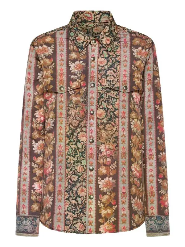 PIERRE-LOUIS MASCIA Floral Print Shirt - Brown