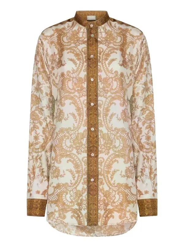 PIERRE-LOUIS MASCIA Silk Paisley Print Shirt - Neutrals