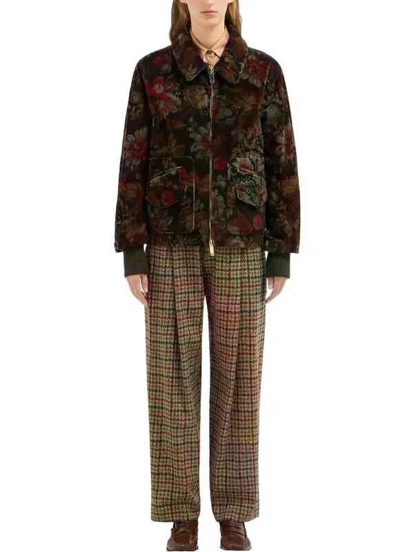 PIERRE-LOUIS MASCIA Gridox Floral-print Bomber Jacket - Brown