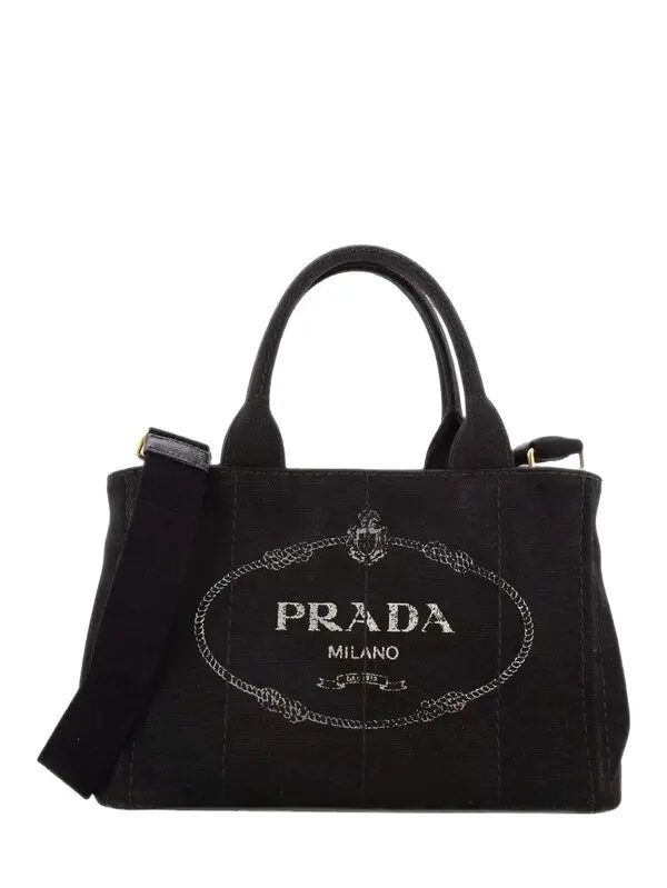 Prada Canapa Canvas Mini Tote Bag - Black