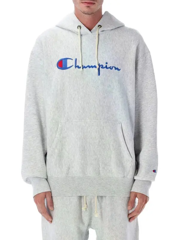 Champion Logo-embroidered Hooded Sweatshirt - Grey