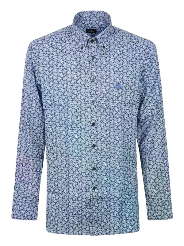 Etro Paisley-pattern Pegasus-embroidered Shirt - Blue