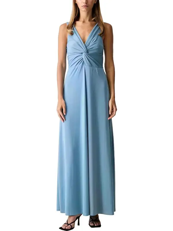 VICOLO Twist-detail Side-slit Maxi Dress - Blue