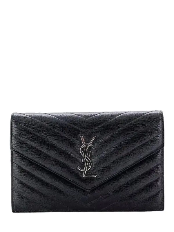 Saint Laurent Monogram Matelasse Chevron Leather Cross Body Bag - Black