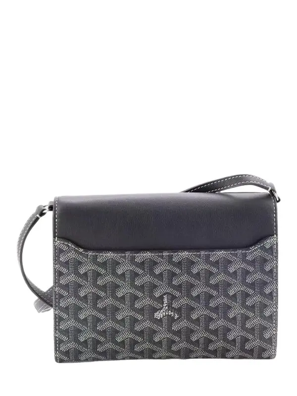 Goyard Chypre Wallet On Strap Coated Canvas With Leather Cross Body Bag - Grey
