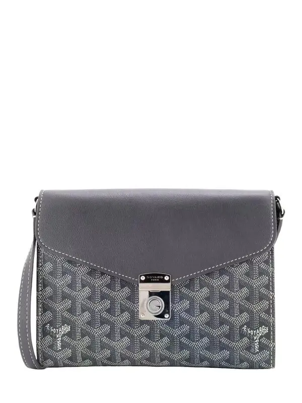Goyard Chypre Wallet On Strap Coated Canvas With Leather Cross Body Bag - Grey
