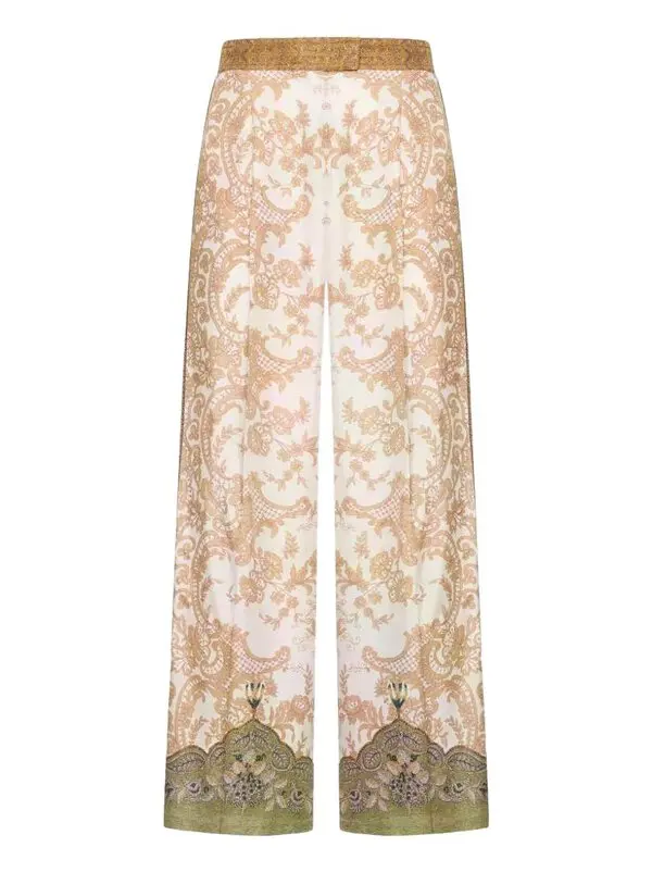 PIERRE-LOUIS MASCIA Baroque-print Palazzo Pants - Neutrals