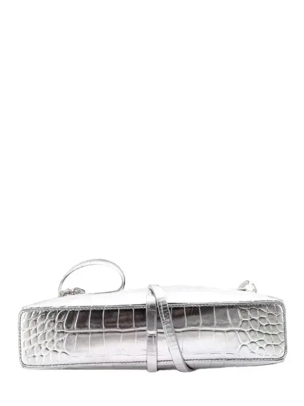 Givenchy Cut Out Crocodile Embossed Leather Small Shoulder Bag - Silver