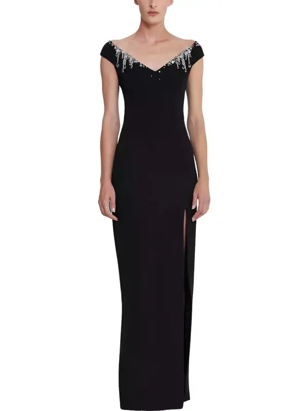 Safiyaa Lucrezia Crystal-embellished Maxi Dress - Black