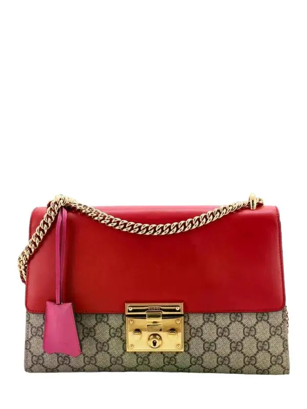 Gucci Padlock Gg Coated Canvas And Leather Medium Shoulder Bag - Red
