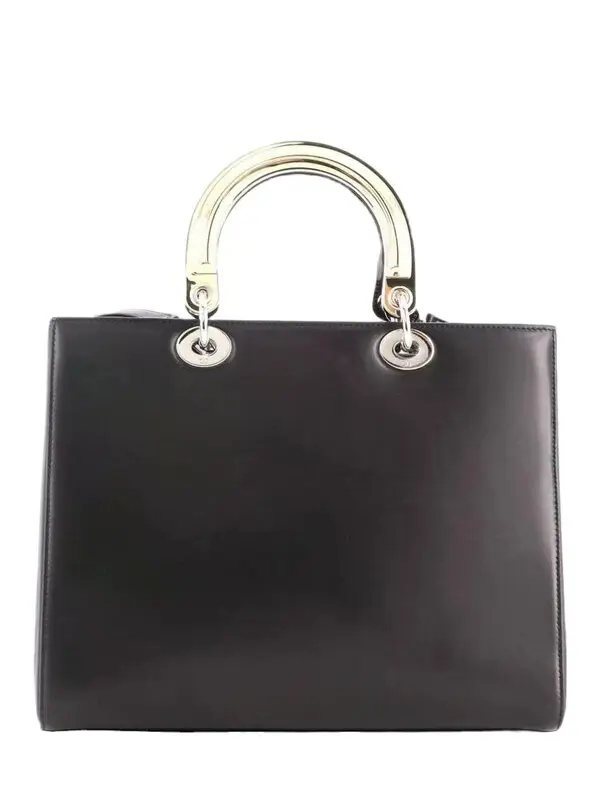 Dior Leather Patch Embellished Satchel - Black