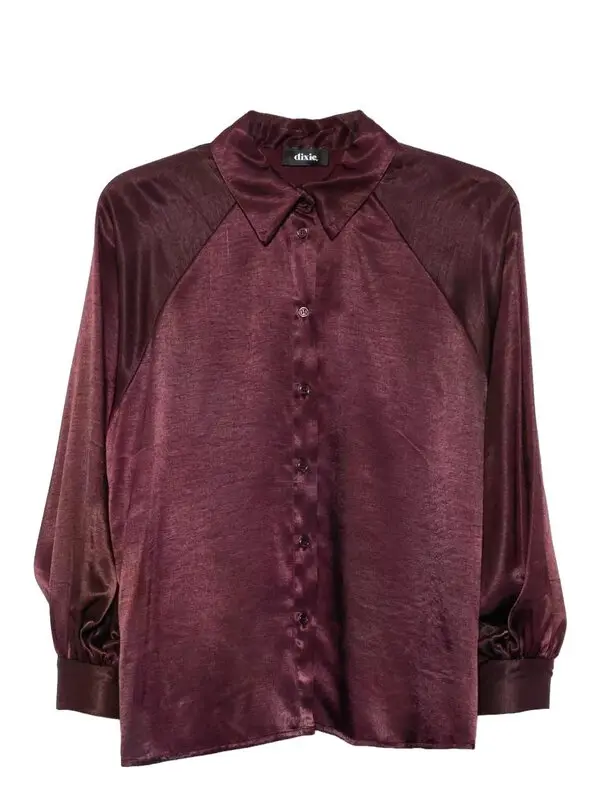 Dixie Satin-finish Raglan-sleeve Shirt - Red
